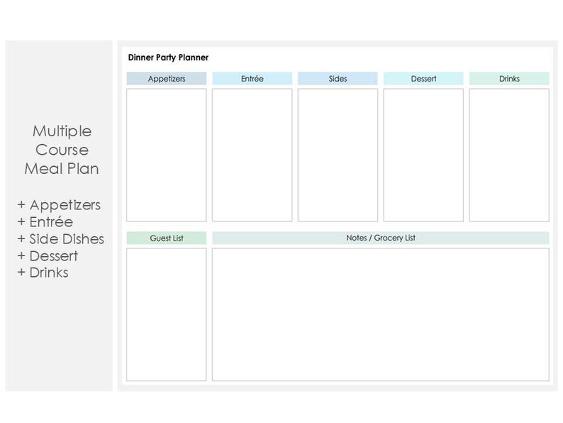 Dinner Party Planner Printable PDF | Entertaining Menu Planning ...