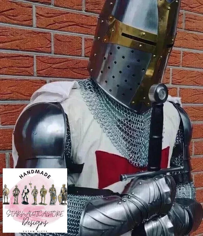 Medieval Templar Knight Full Body Set Armour Cosplay Halloween Sword ...
