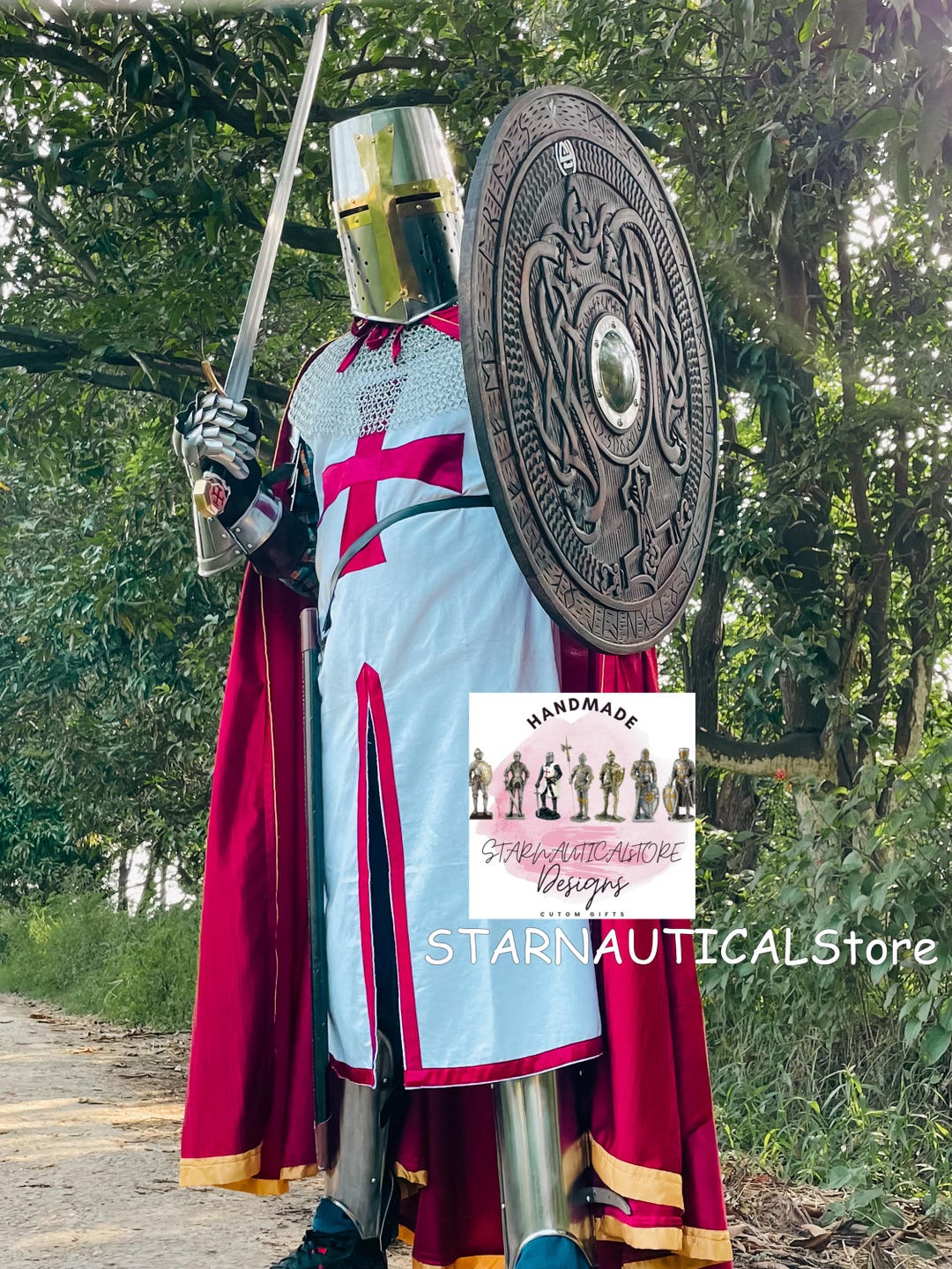 Medieval Knight Armor Templar Red Cross Costume Replica Chainmail Dress ...