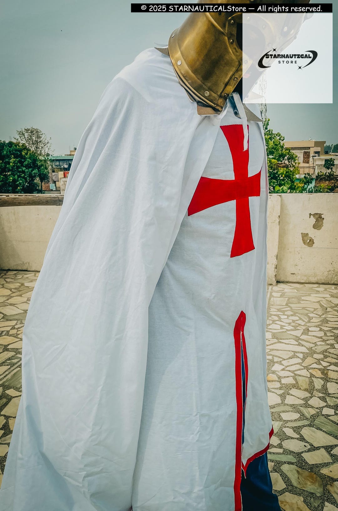 Medieval Templar Surcoat Hooded Cloak Set | Cotton Crusader Tunic | SCA LARP Cosplay Robe ...