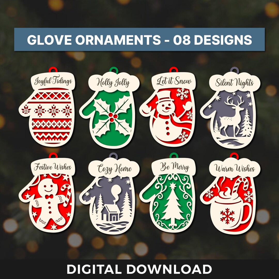 Christmas Mitten Gloves Ornament Bundle Svg, Layered Ornaments, for ...