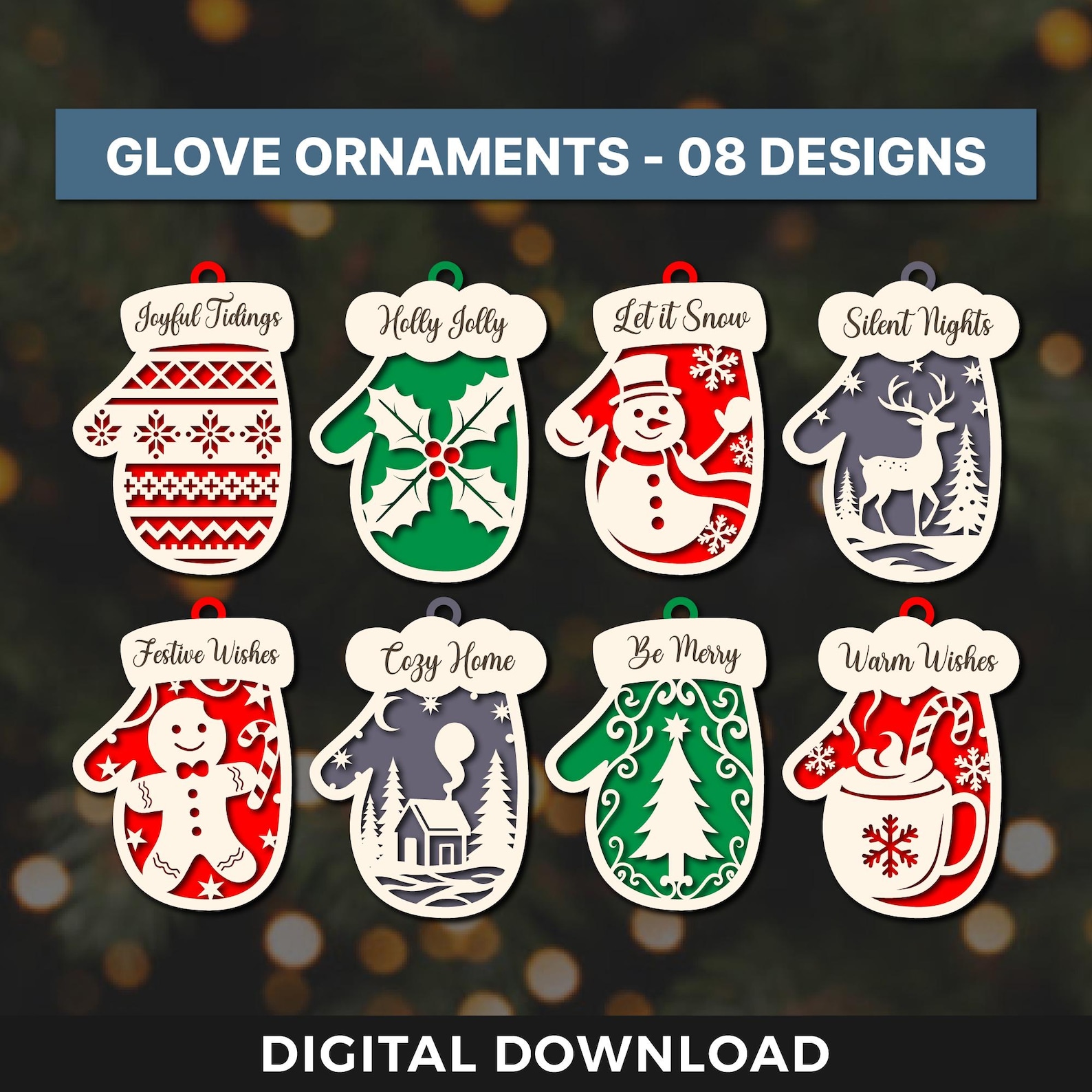 Christmas Mitten Gloves Ornament Bundle Svg, Layered Ornaments, for ...