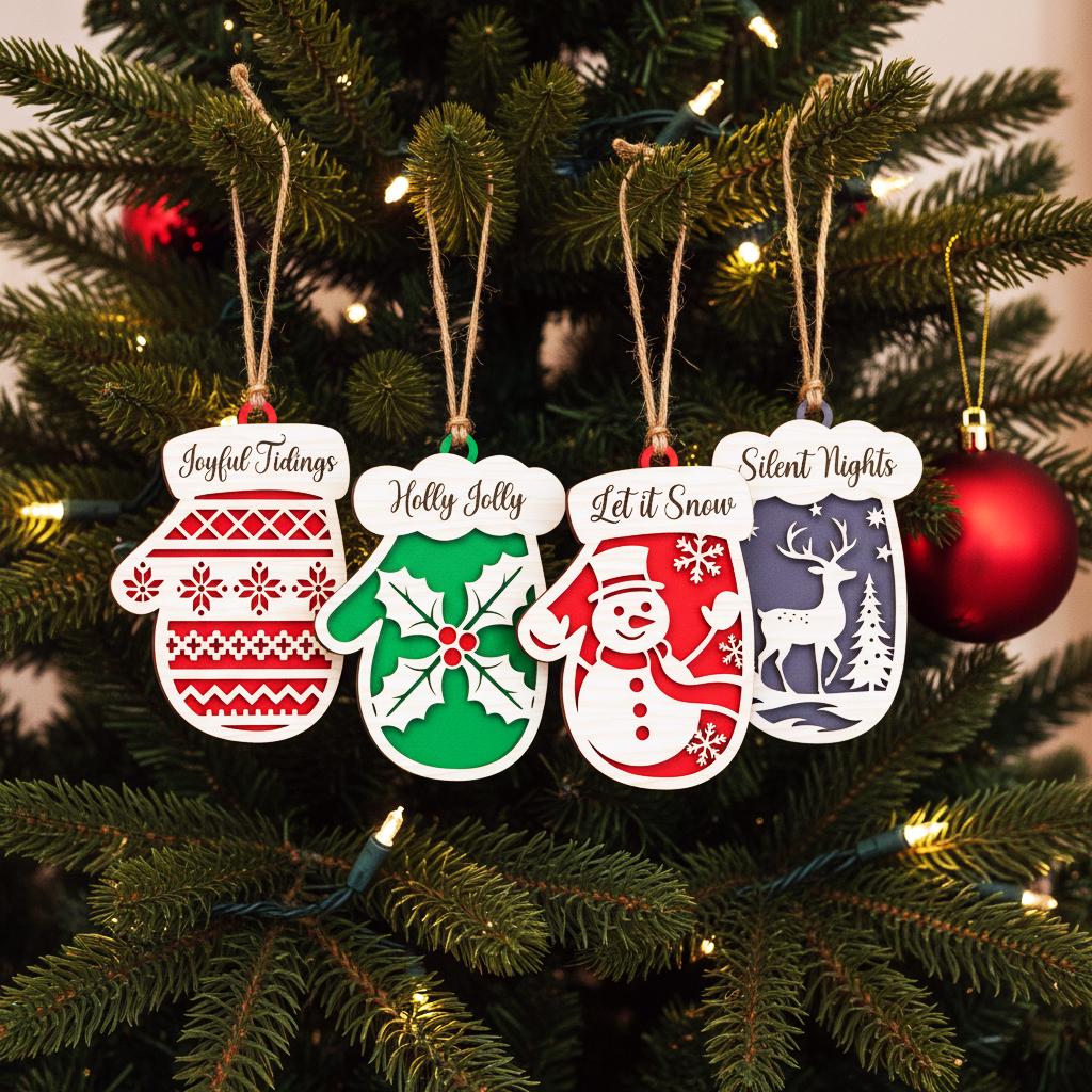 Christmas Mitten Gloves Ornament Bundle Svg, Layered Ornaments, for ...
