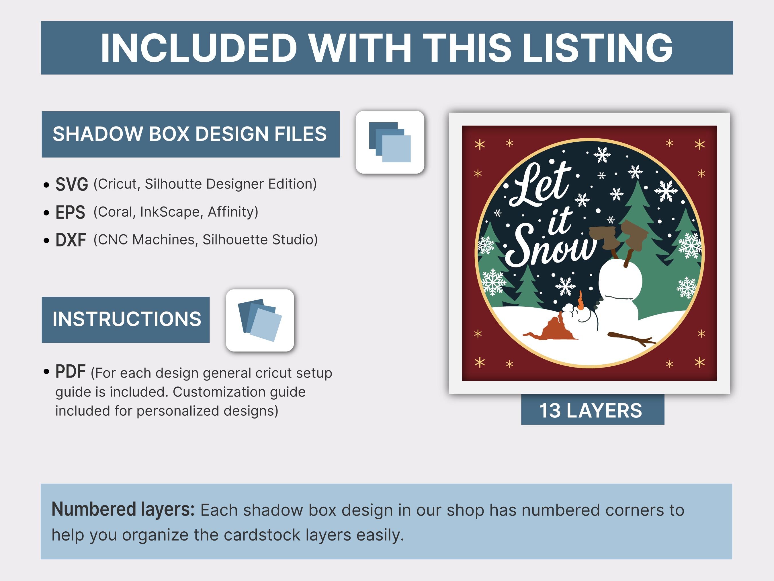 3D Let It Snow Shadow Box Svg, Cute Snowman Layered Papercut, Christmas ...