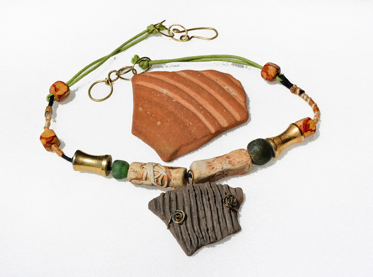 Israeli Jewelry Ceramic Necklace. Jewelry from Israel. Brown | Etsy