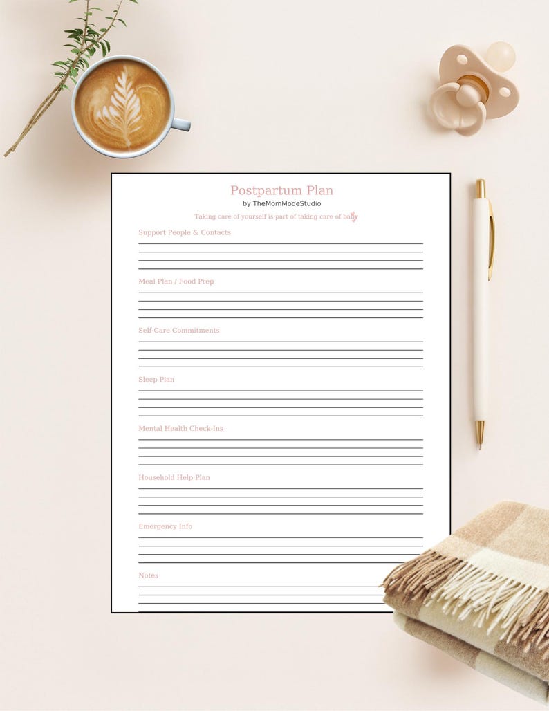 Postpartum Plan Printable | New Mom Prep Template | Digital Download ...