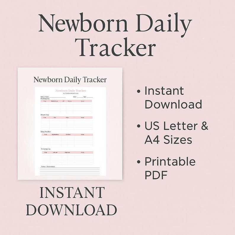 Newborn Daily Tracker | Printable Baby Schedule | Feeding, Sleep ...