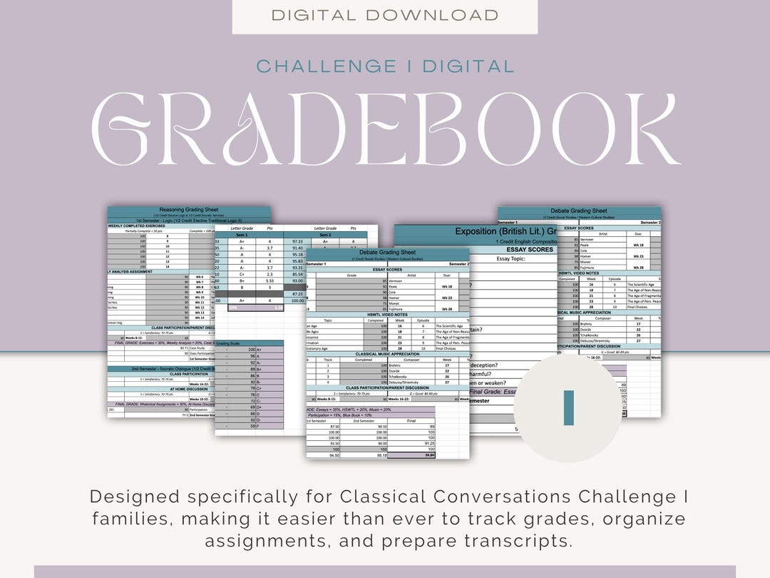 Challenge I Homeschool Gradebook | Google Sheet | Automated Report Card ...
