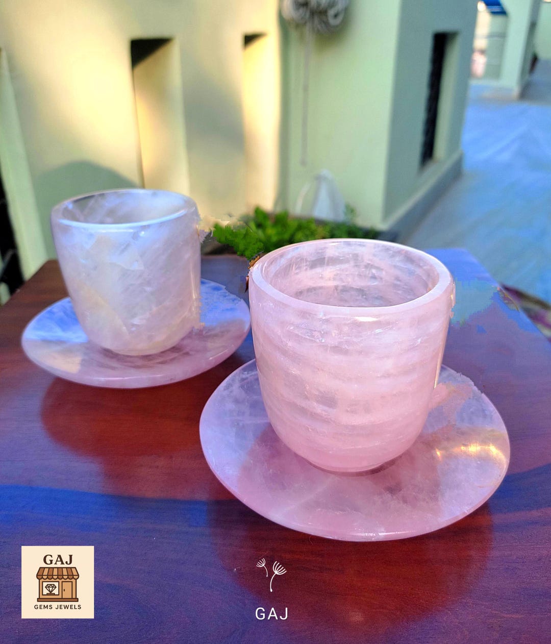 Natural Rose Quartz Tea Cup Set | Tea Cup Set | Rose Quartz | Handmade ...