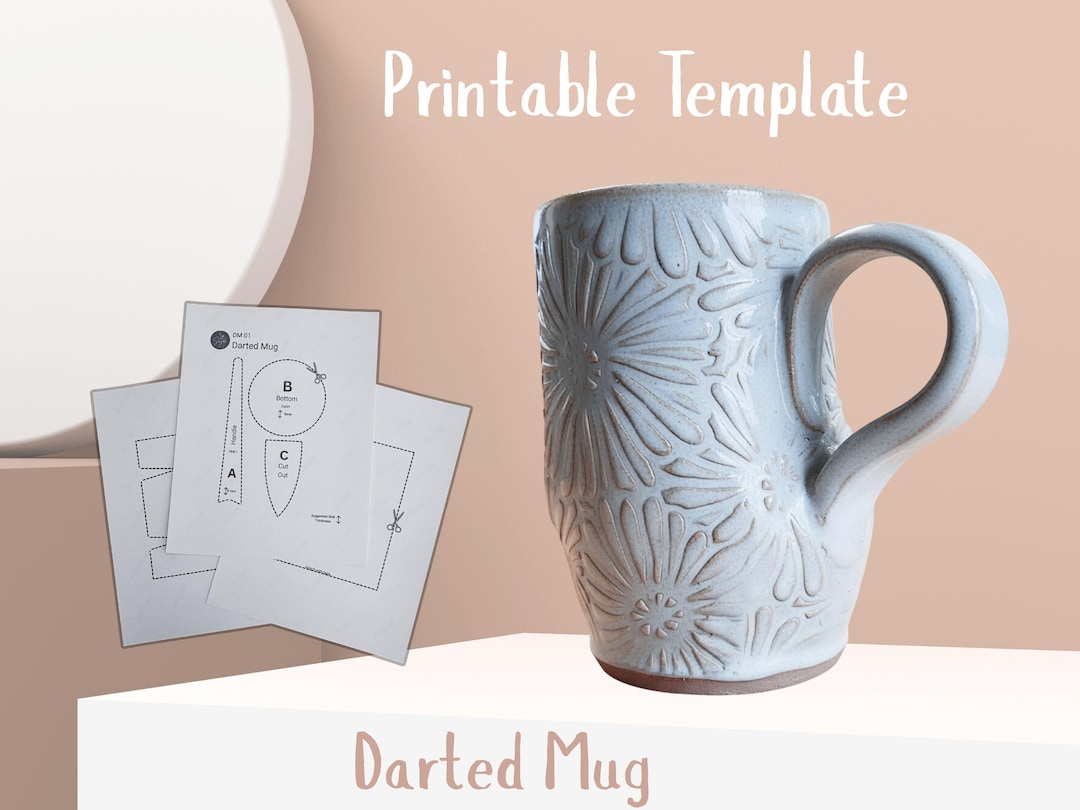 Darted Mug Pottery Template: Printable DIY Slab Building Pattern ...