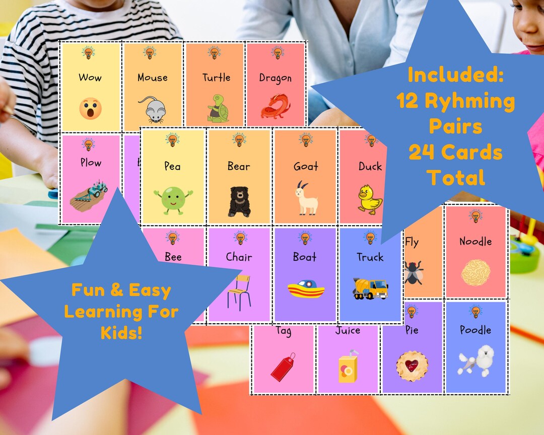 Rhyming Word Match Game – Printable Phonics Activity for Preschool ...