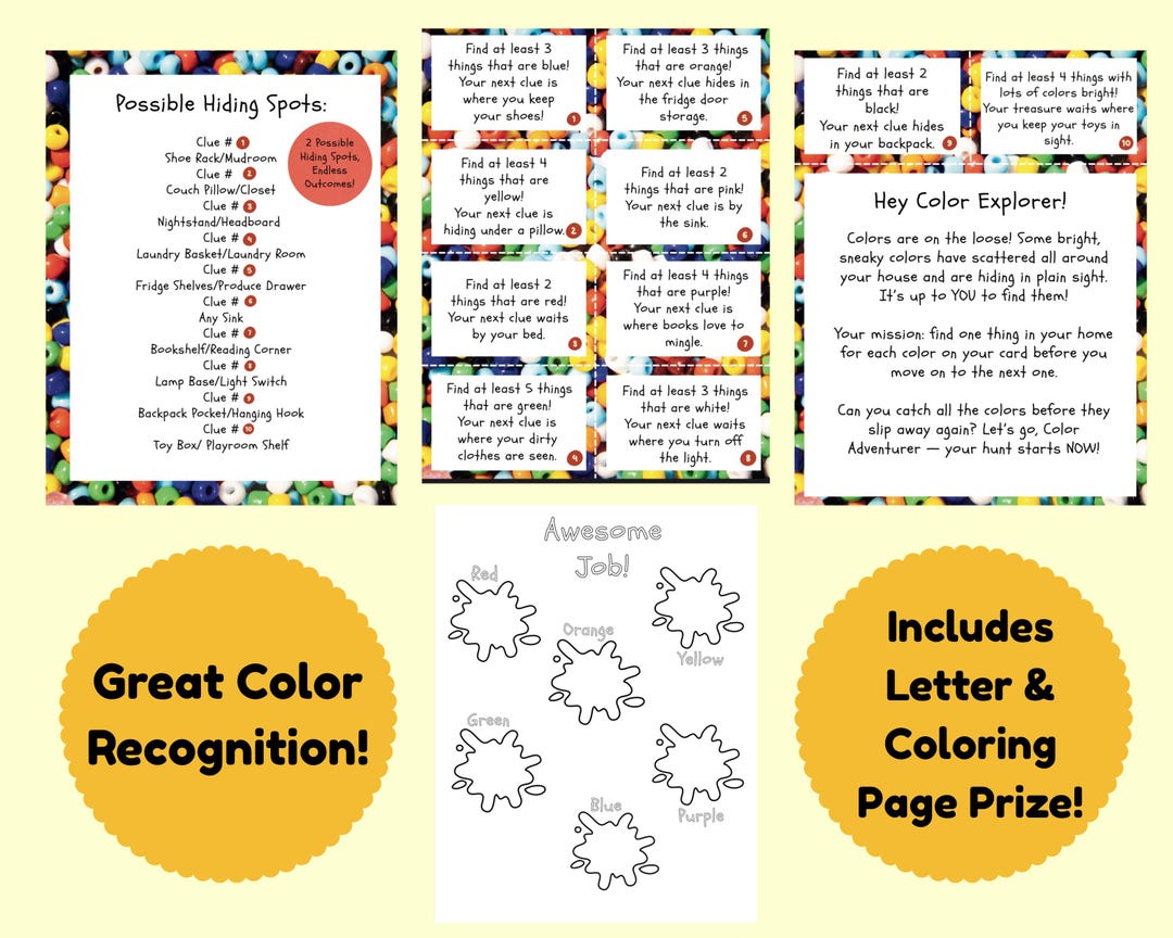 Color Hunt Printable Scavenger Game for Kids | Indoor Activity ...