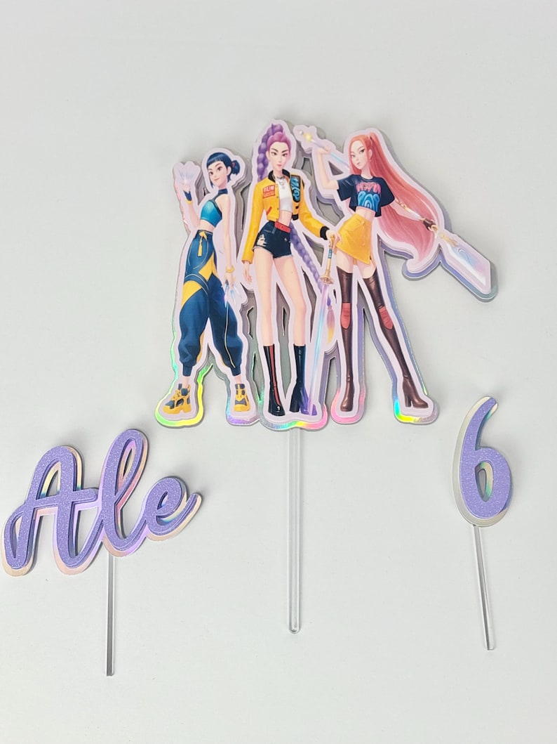 Custom K-pop Girl Group Cake Topper, Holographic Party Decoration - Etsy