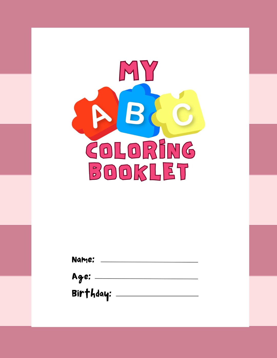 My ABC Coloring Booklet (pink & Blue) - Etsy