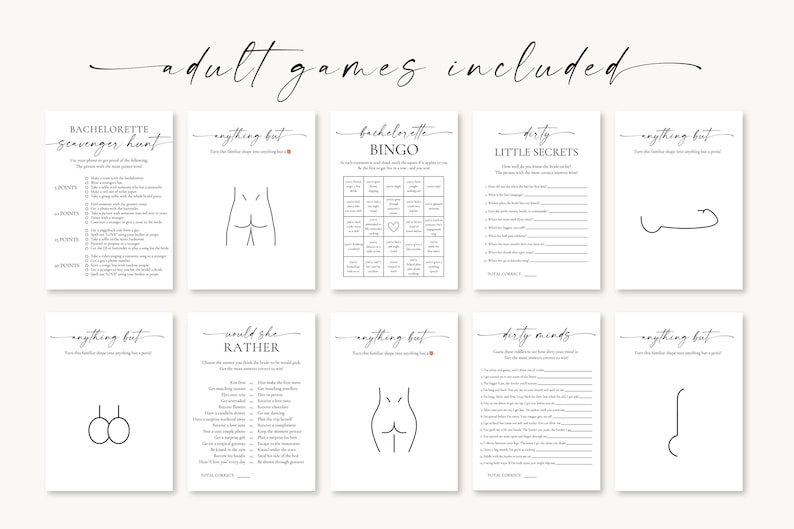 Minimalist Bridal Shower Games Bundle: 60 Printable Games (canva ...