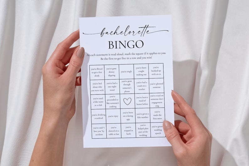 Bachelorette Bingo Game: Minimalist Hen Party Printable (canva Template ...