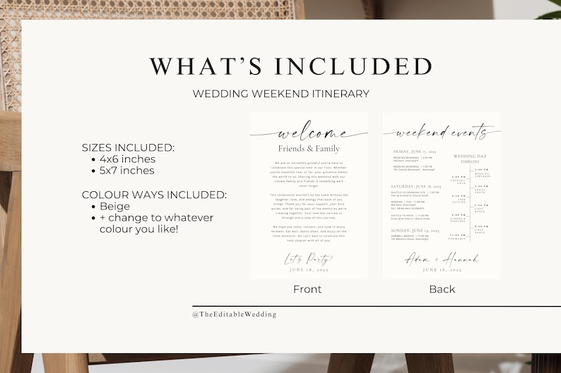 Wedding Weekend Itinerary & Welcome Letter: Elegant Events Timeline ...