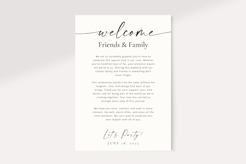 Wedding Weekend Itinerary & Welcome Letter: Elegant Events Timeline ...