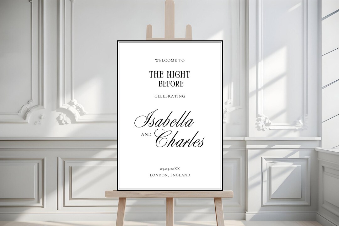 Old Money Rehearsal Dinner Welcome Sign: Minimalist the Night Before ...