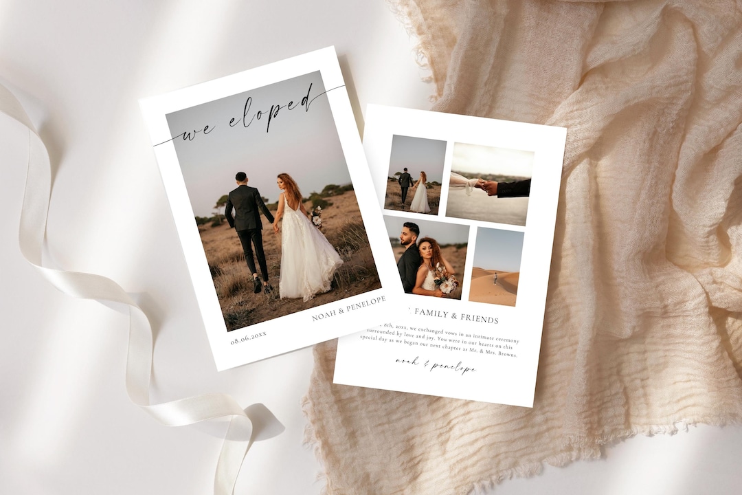 Elopement Announcement Card Template: We Eloped Modern Card (instant ...