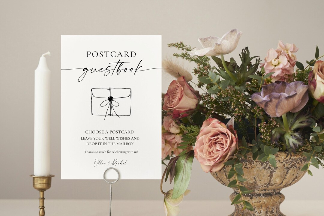 Postcard Guestbook Sign Wedding Template: Modern Wedding Decor (digital ...
