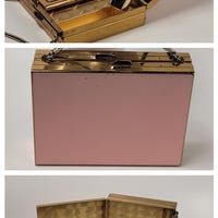 France Green Powder Compact With Case Mirror and Mini Lipstick Vanity ...