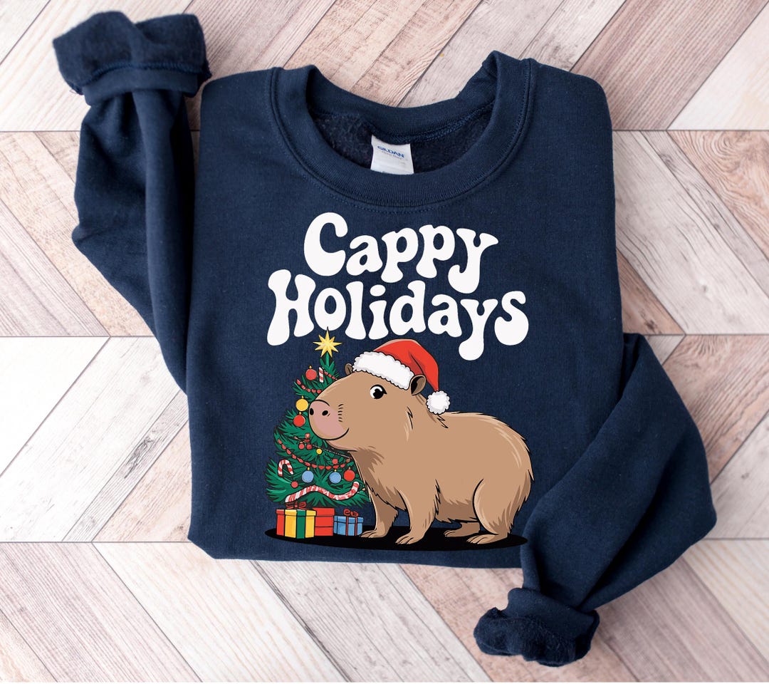 Capybara Christmas Sweatshirt, Cappy Holidays, Funny Animal Gift - Etsy