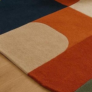 Modern Abstract Color Block Rug Geometric Shape Area Rug Vibrant Multi ...
