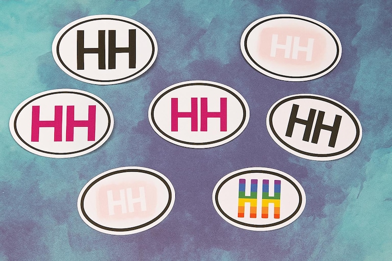 Custom HH Paper Stickers Set 0f 8 Color Hippie Hollow | Oval HH Decal ...