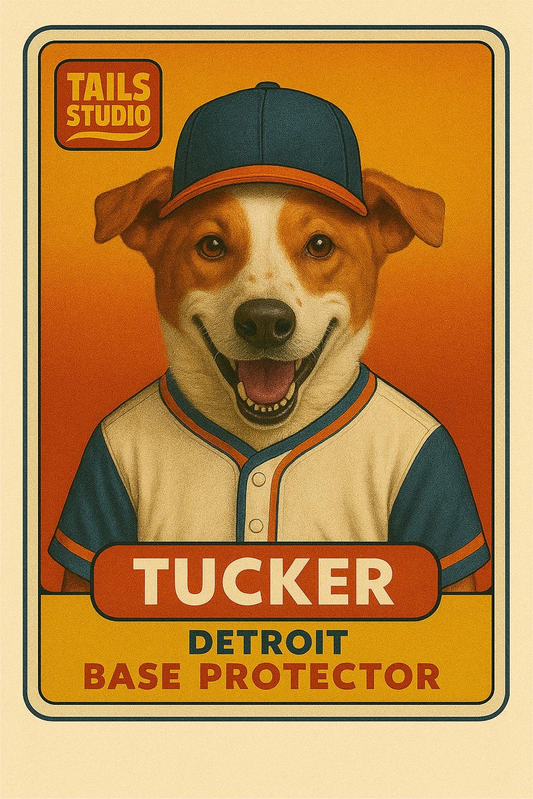 Custom Pet Baseball Card Portrait, Vintage Style Sports Print (digital ...