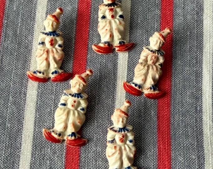 Vintage 1930s Painted Circus Clown Buttons: Set of 5 Antique Celluloid ...