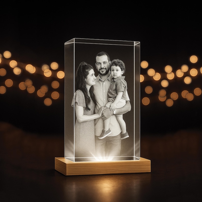Personalized 3D Crystal Photo Block - Custom Engraved Keepsake - Etsy