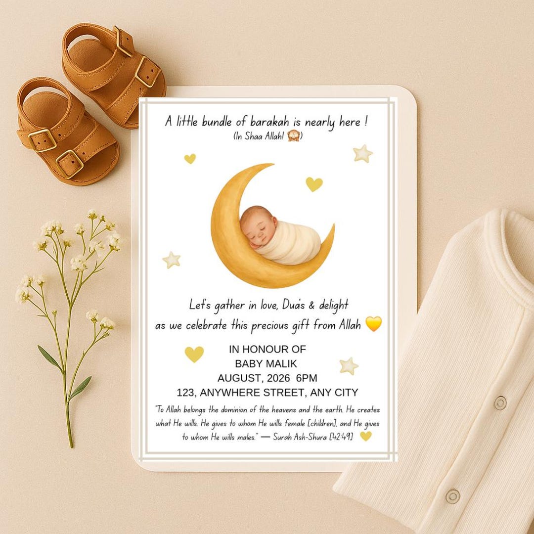 Funny Muslim Baby Shower Invitation: Editable Canva Template (5x7" PDF ...