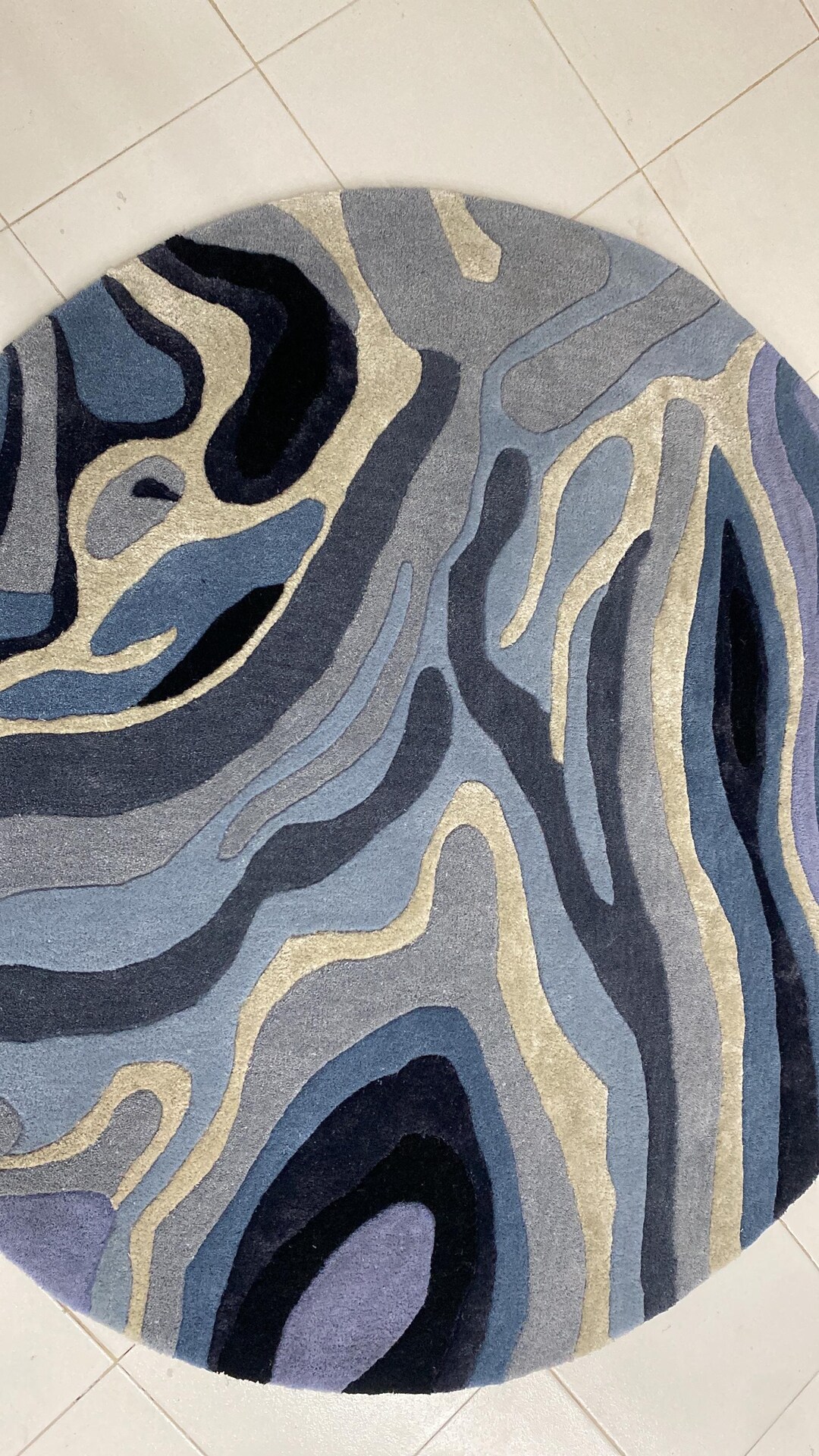Hand Tufted Abstract Wool Rug: Modern Design Sea Blue Rug. - Etsy