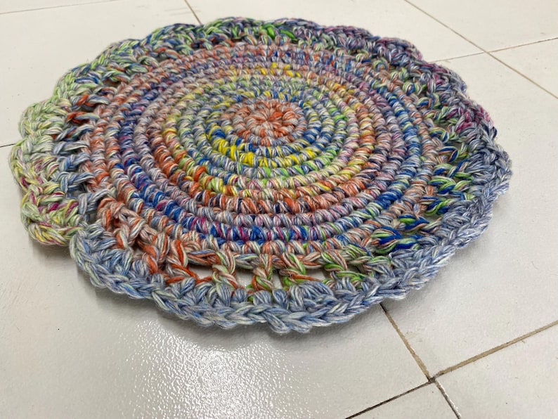 Buy Bohemian Round Crochet Rug, Recycled Polyester Rugs, Multicolored ...