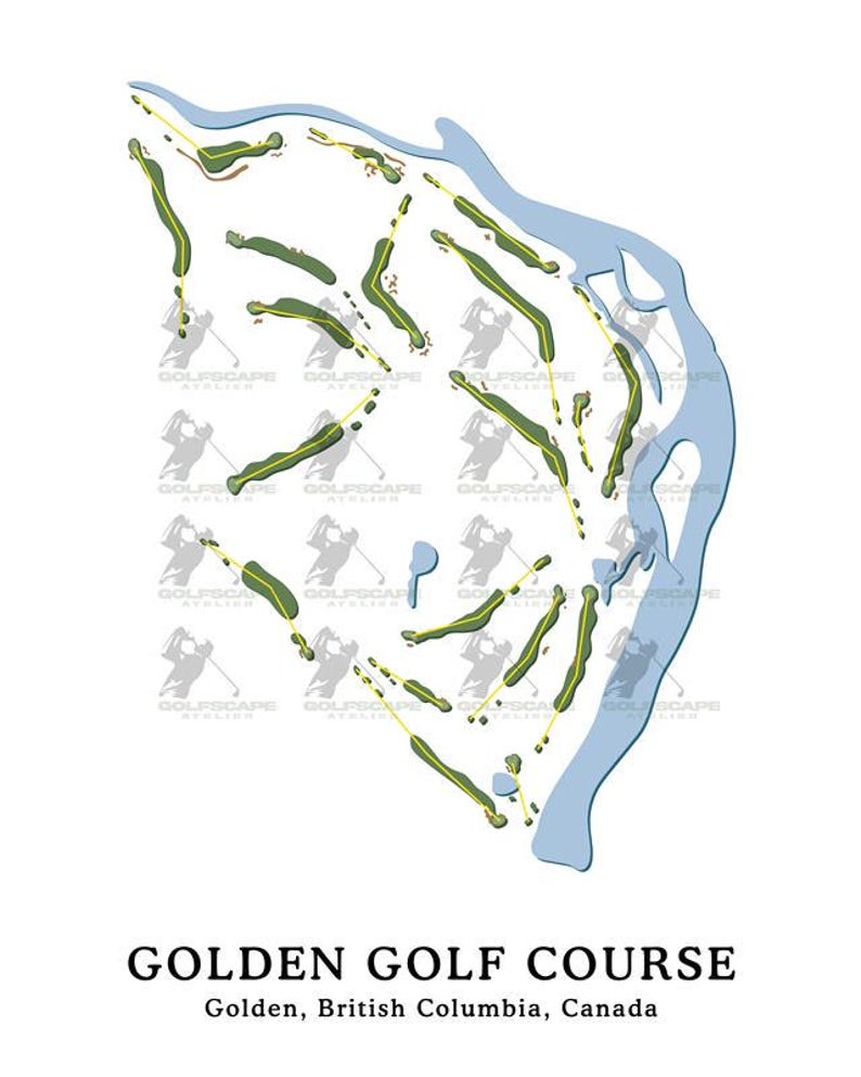 Custom Golf Course Map Digital Download | Father's Day Gift | Illustrated Golf Map, Digital Golf ...