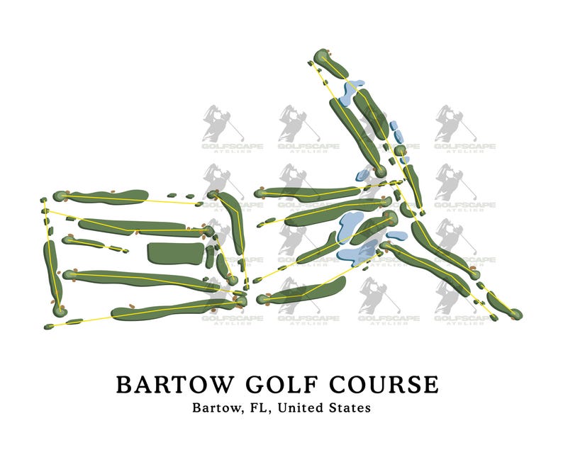 Custom Golf Course Map Digital Download | Bartow Golf Course Map | Golf Course Map Print, Golfer ...