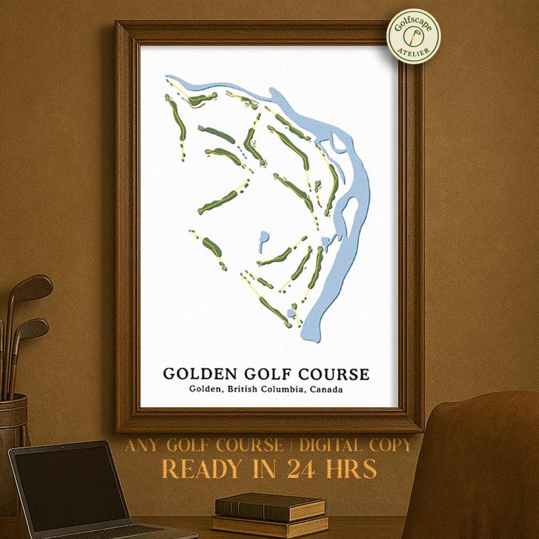 Custom Golf Course Map Digital Download | Father's Day Gift | Illustrated Golf Map, Digital Golf ...
