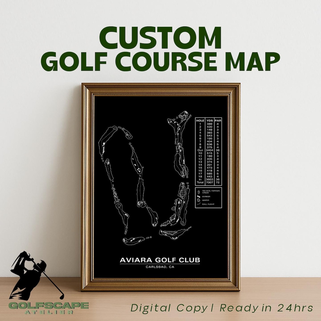 Aviara Golf Club | Carlsbad, CA | Custom Golf Course Map - Etsy