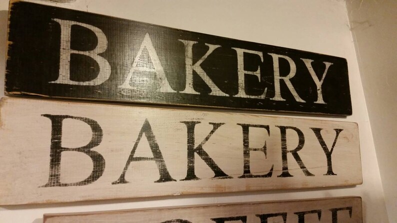 28 Inch Wooden Bakery Sign white With Black Letters - Etsy