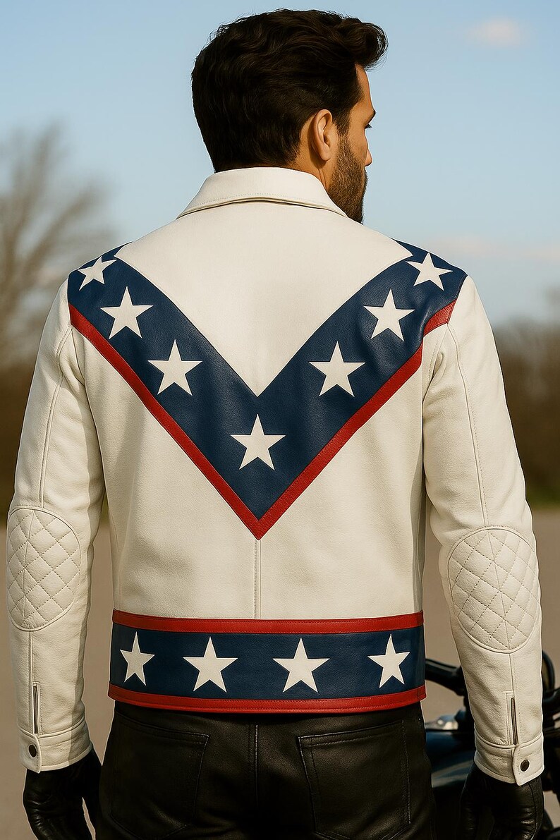 Halloween Costume Evel Knievel Stuntman Daredevil White Genuine Leather ...