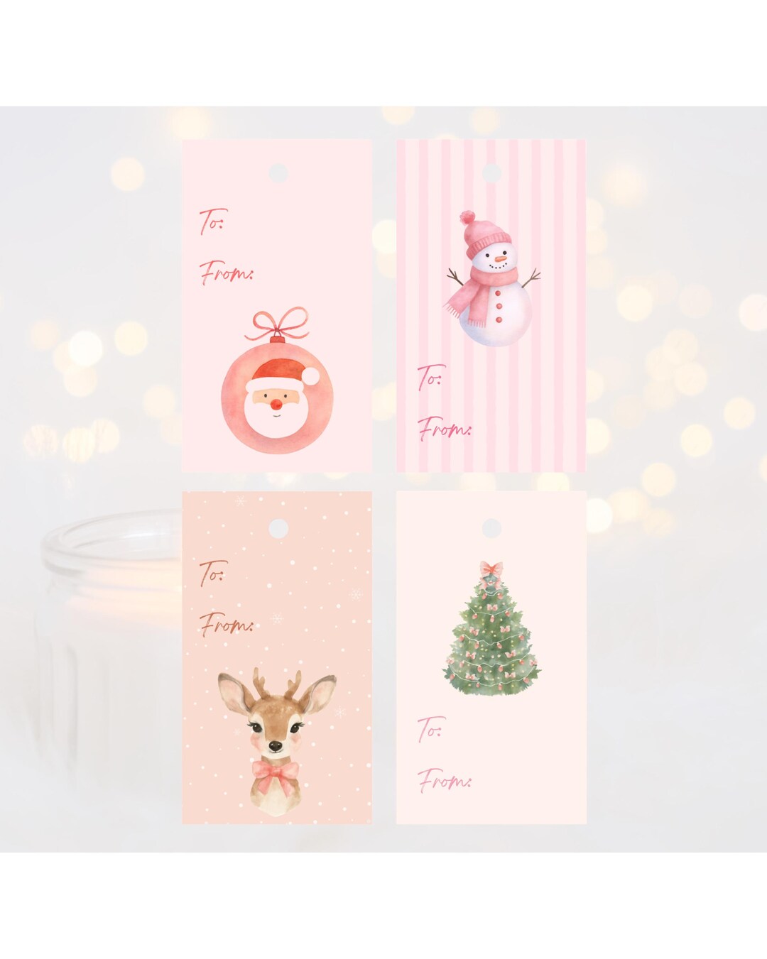 Printable Pink Christmas Gift Tags - Etsy