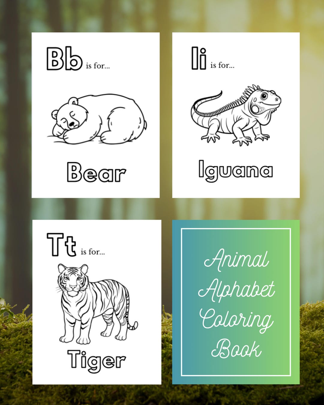 Children's Printable Animal Alphabet Coloring Book, Creative Digital ...