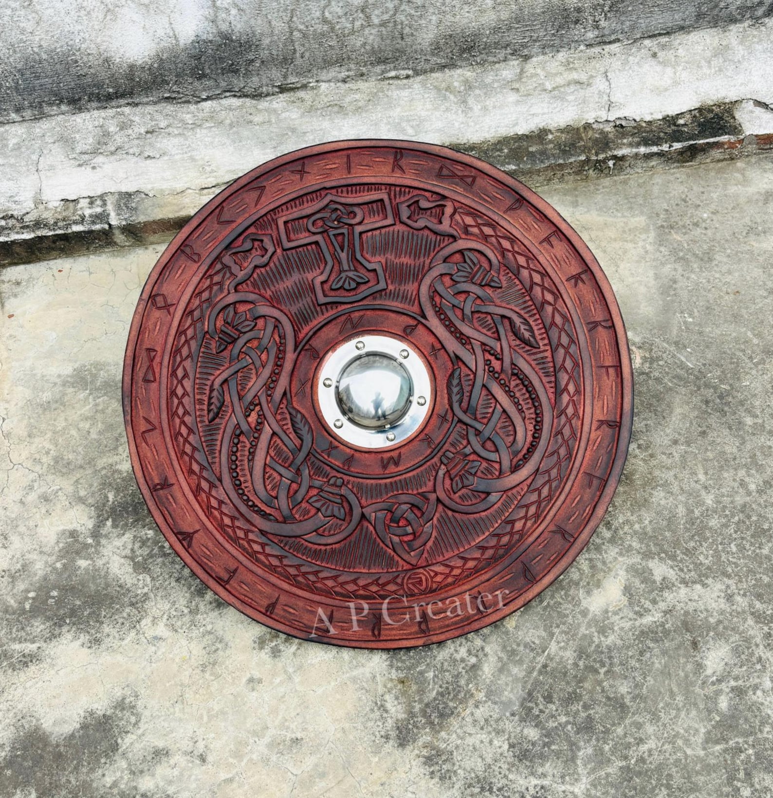 Viking Shield , Hand Carved Viking Warriors Shield , Norse-inspired ...