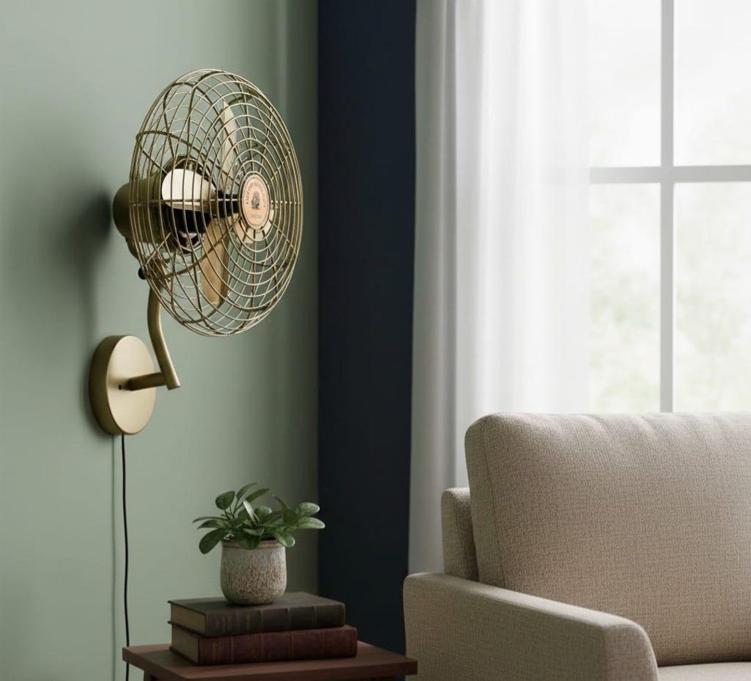 Retro Working Wall Fan , Nautical Wall Fan With Brass Finish ...