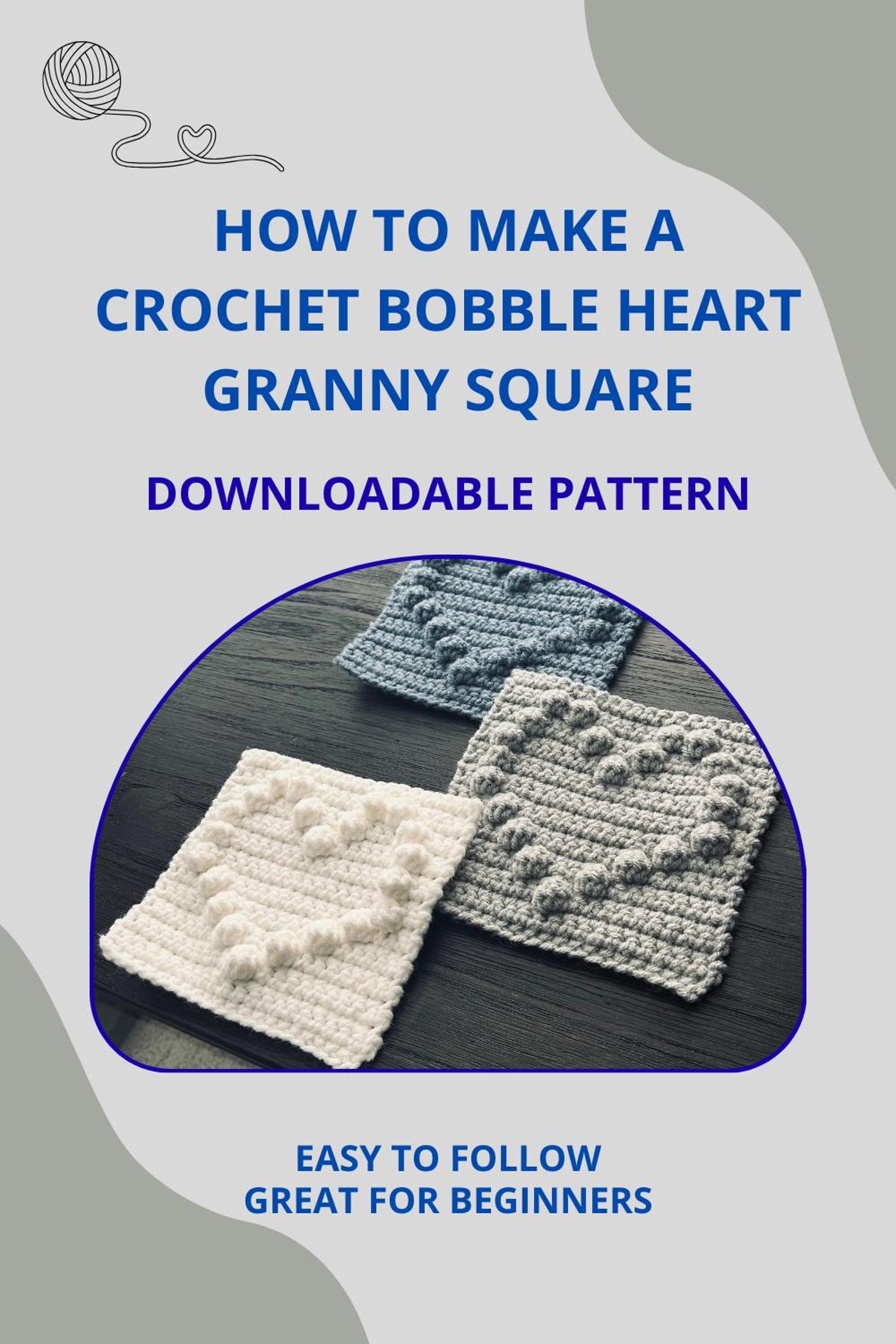 Bobble Heart Granny Square Crochet Pattern: Beginner-friendly (PDF ...