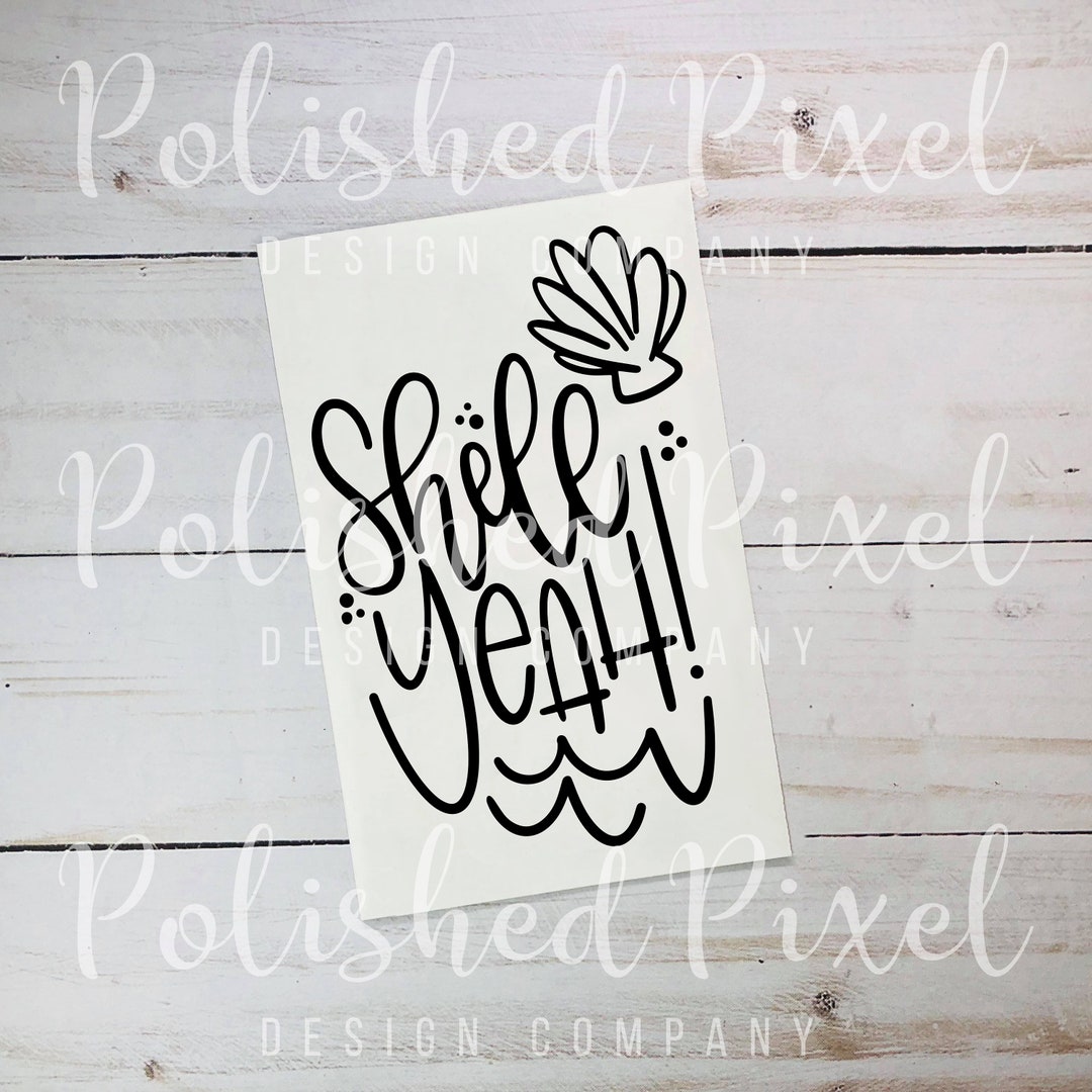 Handlettered Shell Yeah Decal, Beach Decal, Shell Decal, Beach Car ...