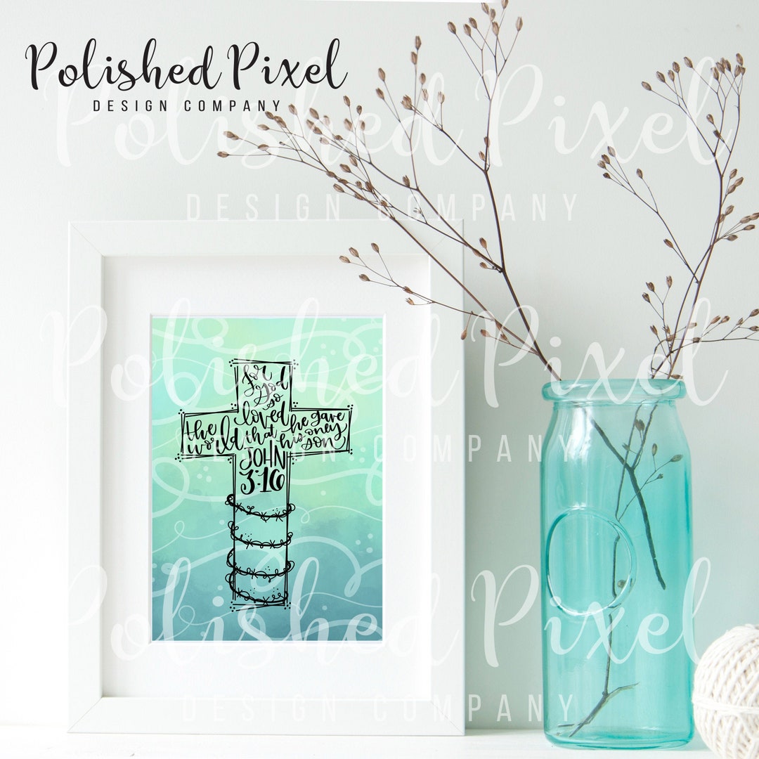 John 3:16 Wall Art, for God so Loved the World Print, Handlettered ...