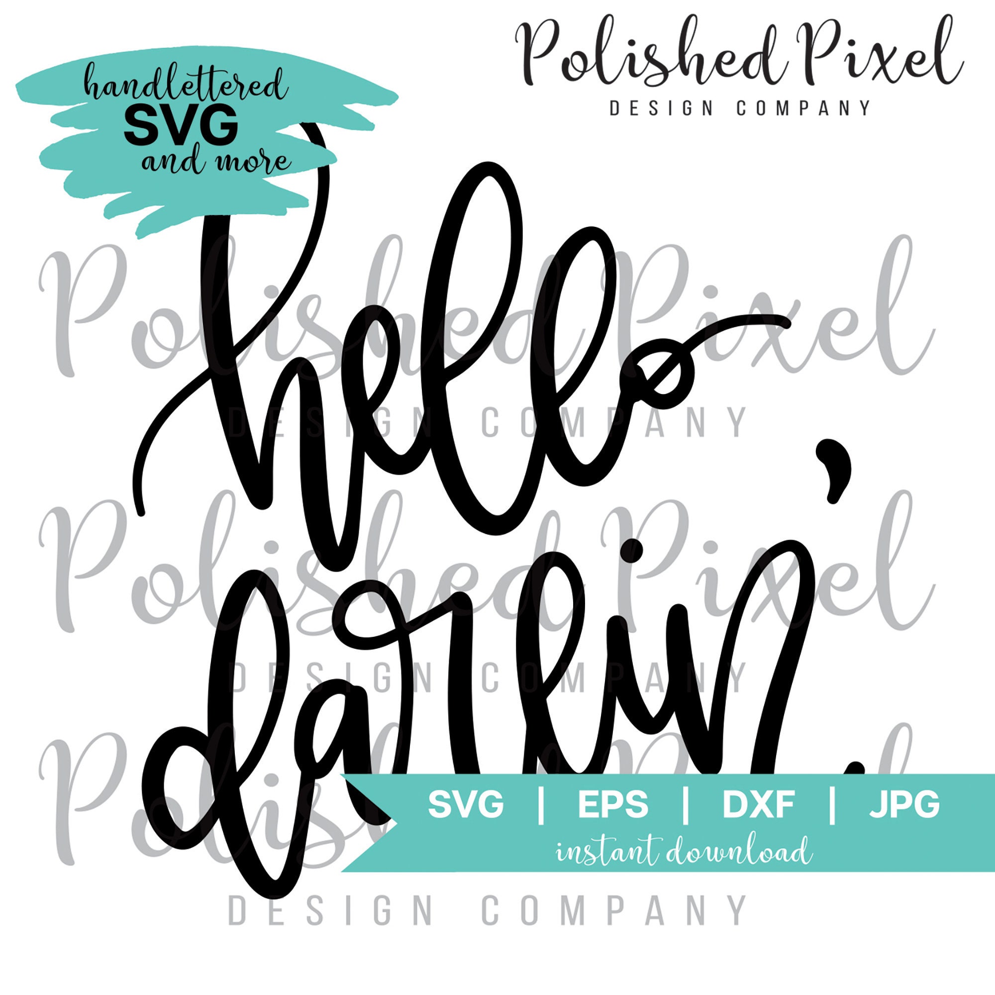 Handlettered Hello Darlin' SVG Diseño de camiseta Hello | Etsy