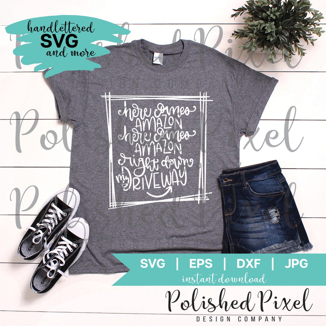Handlettered Here Comes Amazon SVG, Christmas SVG, Christmas Amazon Cut ...